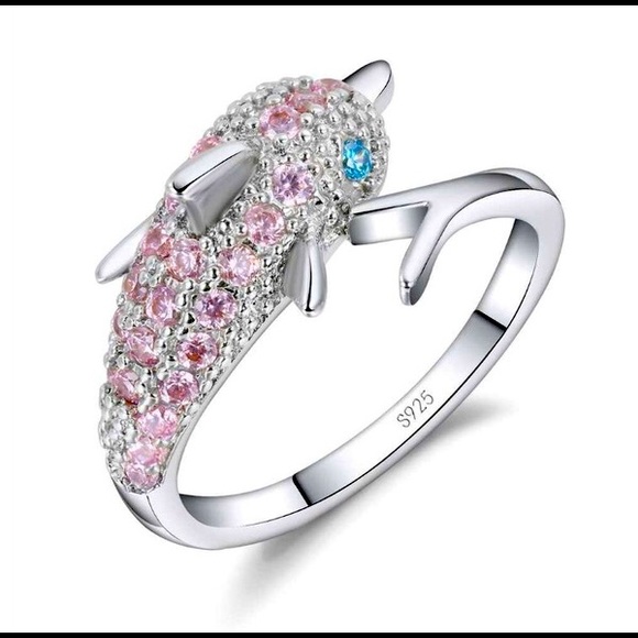 lolas_boutique_ | Jewelry | 925 Silver Dolphin Ring Adjustable Pink ...